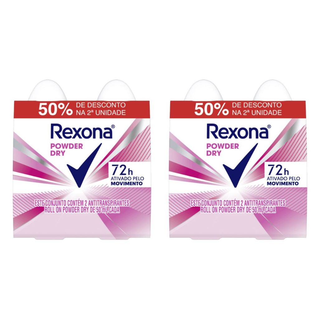 Kit C/4 Desodorante Antitranspirante Roll-On Rexona Powder Dry Feminino ...