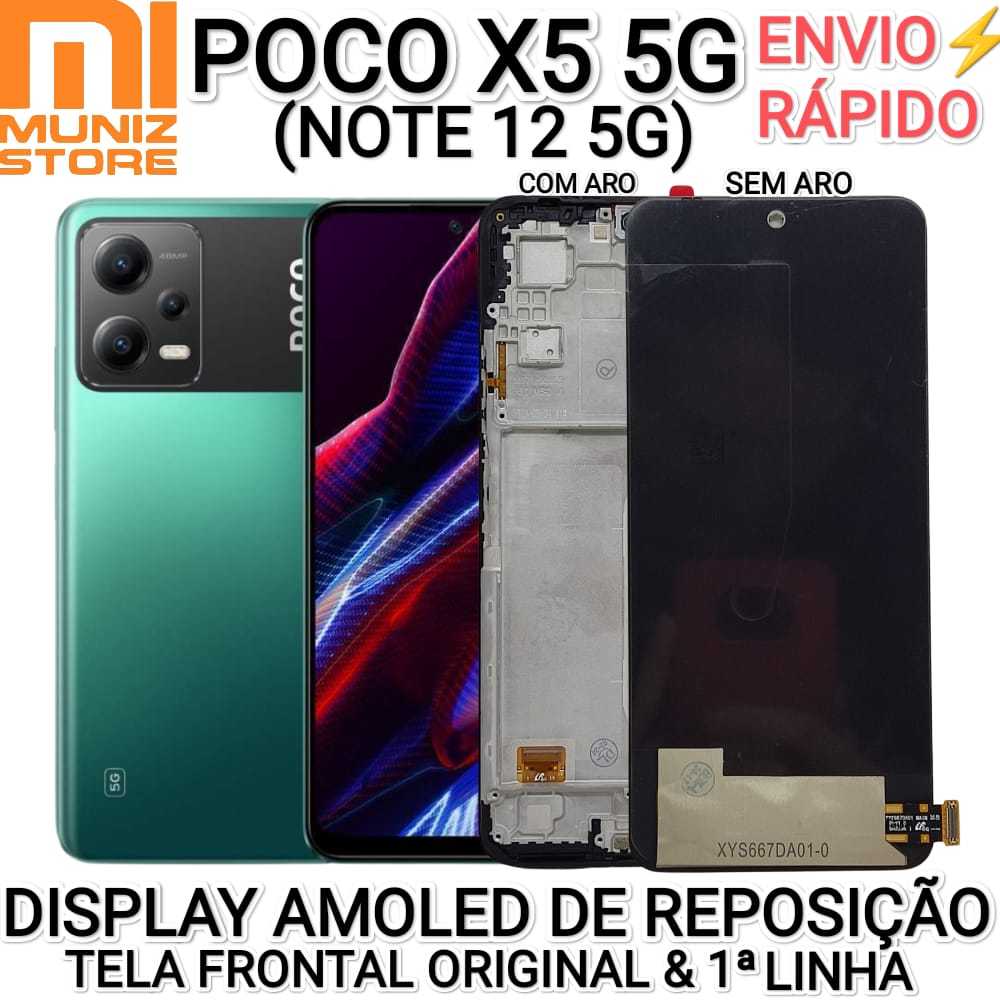 Tela Redmi Note 12 5G / Poco X5 5G Display Amoled Original / 1° Linha Com ou Sem Aro Chassi ...