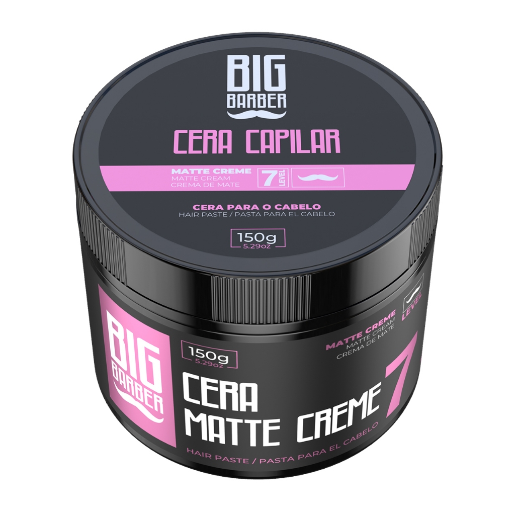Pomada Cera Para Cabelo Modeladora Fixadora level 7 Big Barber Efeito ...