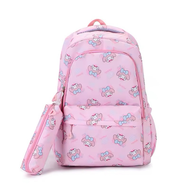 Mochila Escolar com Estojo Sanrio Hello Kitty My Melody Cinnamoroll ...
