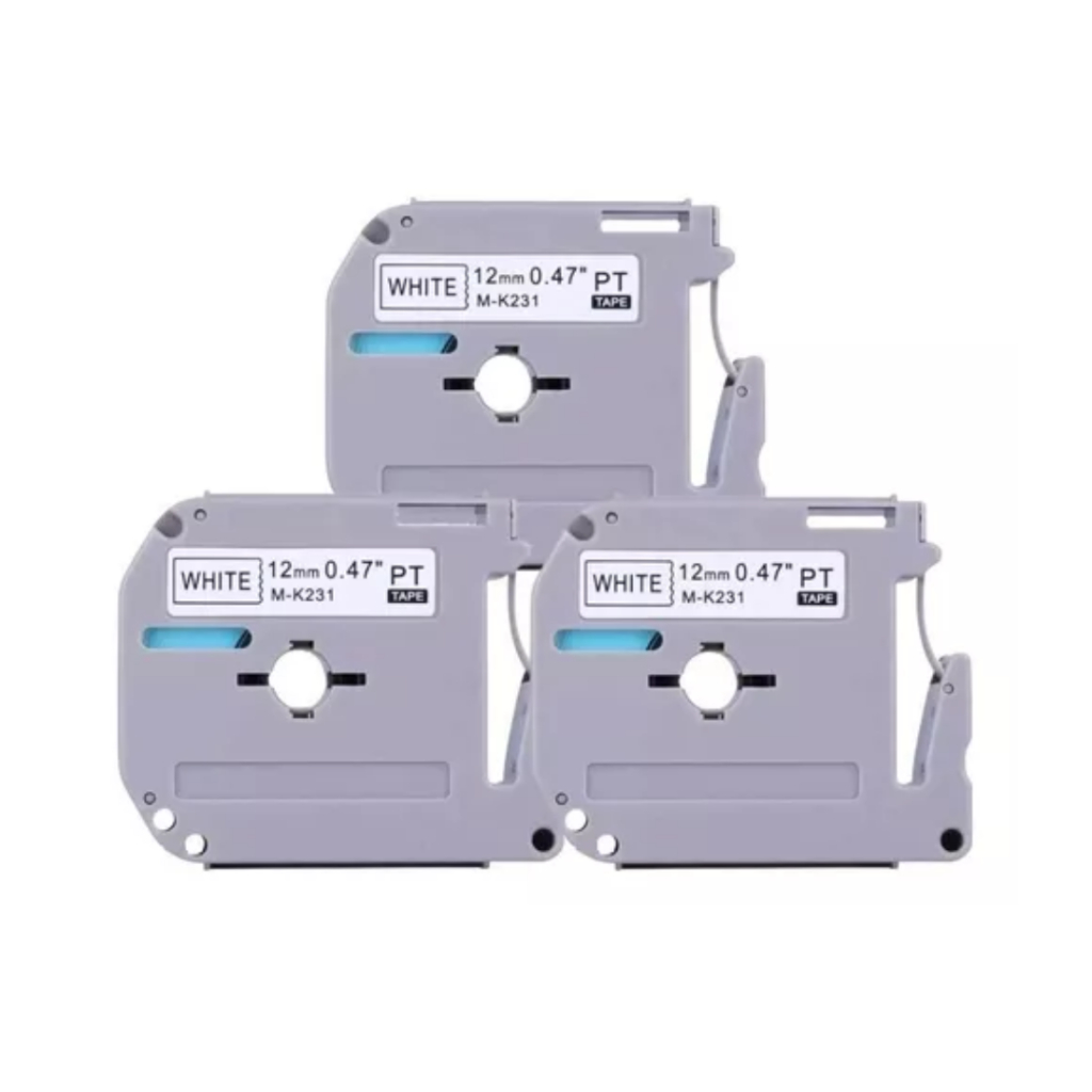 3x Fita Rotuladora Mk231 Compatível Brother Pt70 PT80 Pt90 Branca 12mm ...