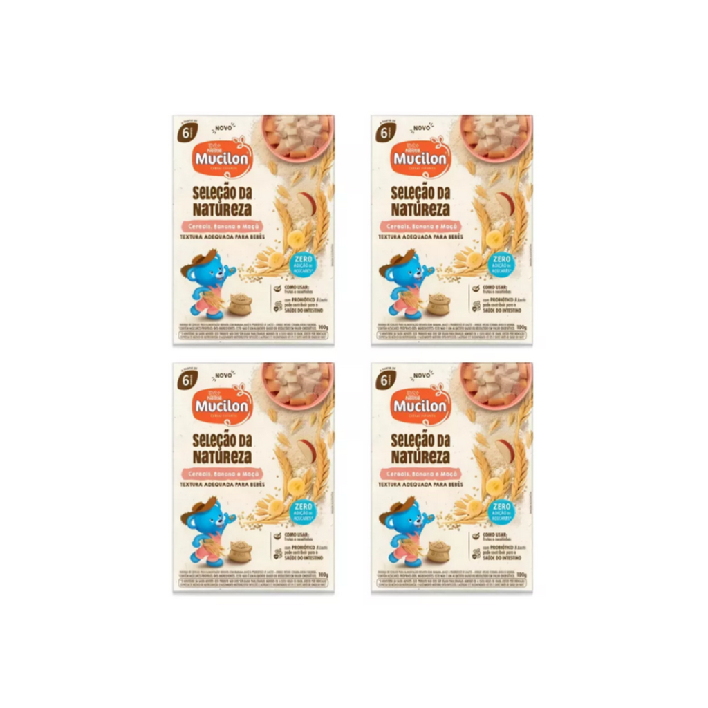 4 Mucilon Cereal Infantil Seleção Da Natureza 6+ Meses 100g | Shopee Brasil
