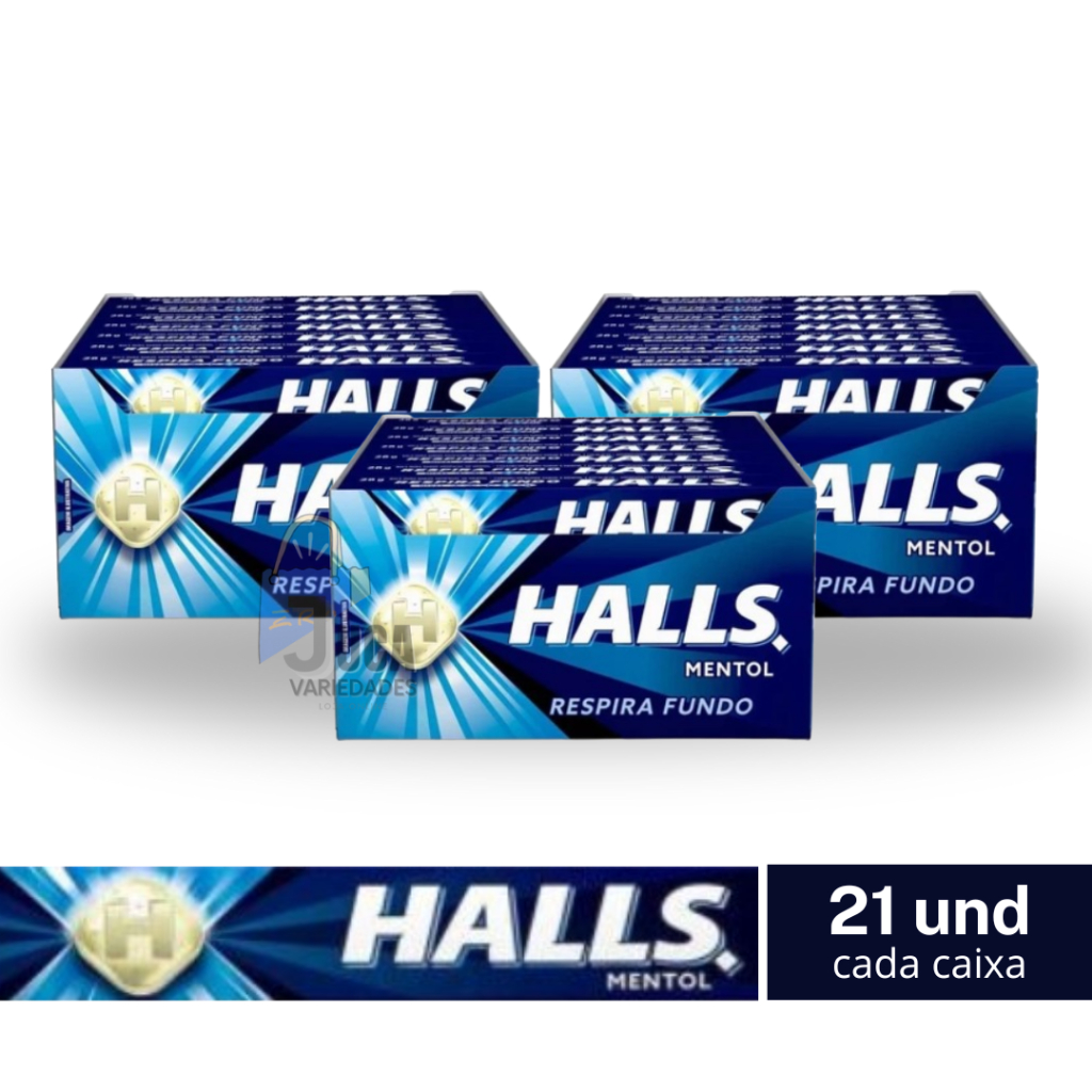 Kit 3 Caixas Bala Halls Mentol 21 Unidades Cada Caixa– Alívio e Frescor ...