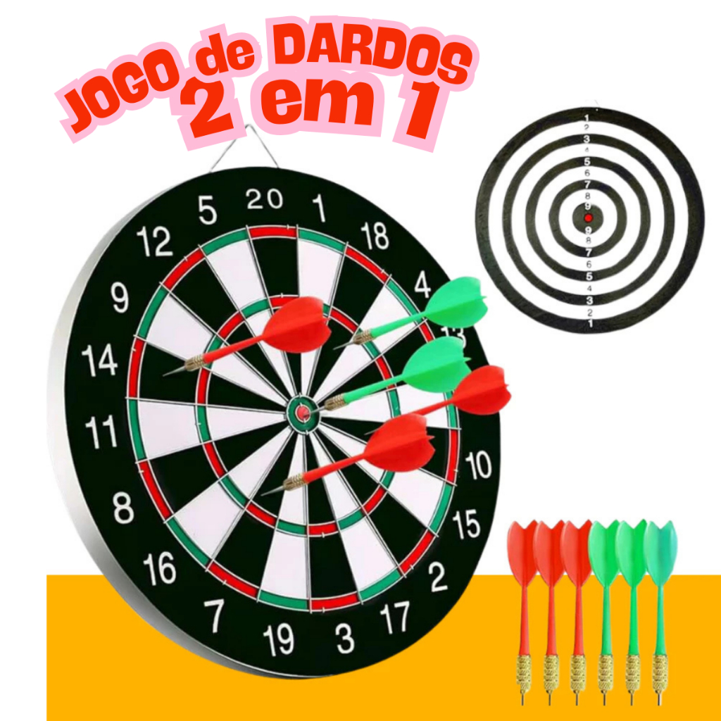 Jogo De Dardos Profissional Grande 6 Dardos Tiro ao Alvo Dupla Face ...