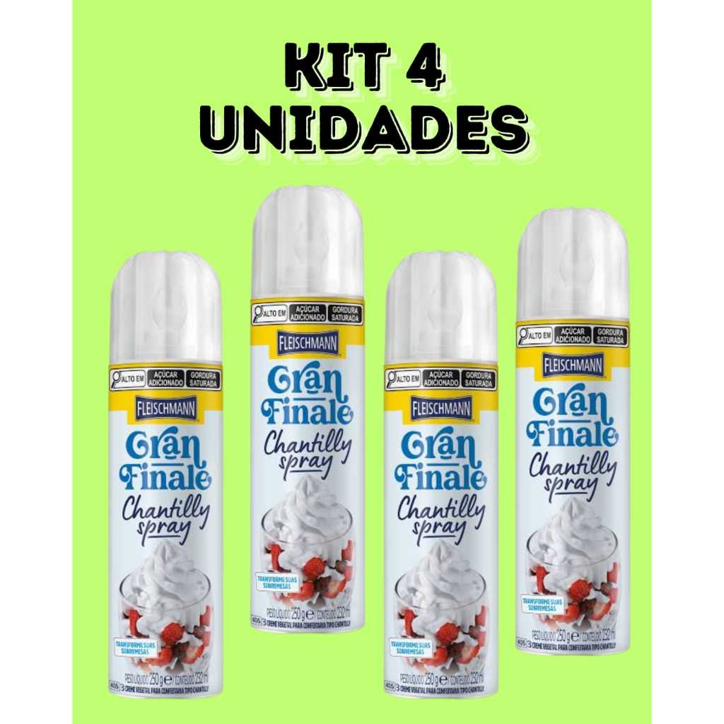 KIT 4 Chantilly Spray Pronto para uso 250g Gran Finale | Shopee Brasil