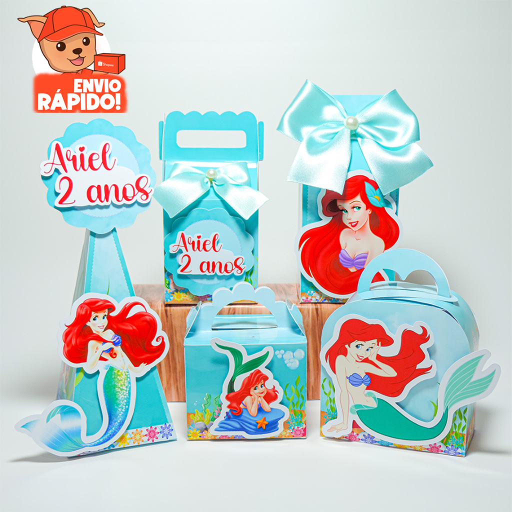 Kit Festa Ariel, Caixinhas Personalizada Tema Ariel, Lembrancinhas ...