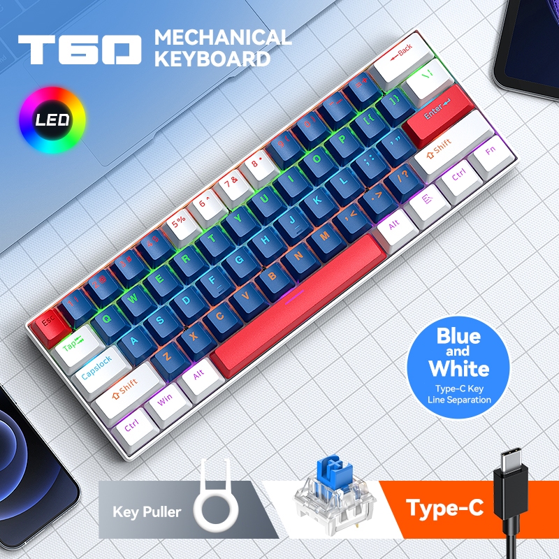 Teclado Mecânico G60 60 % Teclas Com Fio RGB Retroiluminado Para Jogos ...