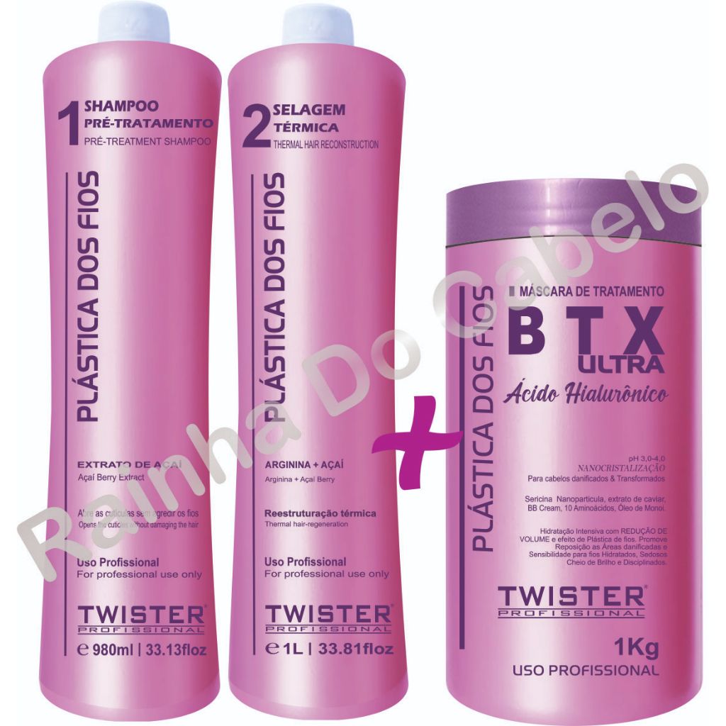 Kit Plástica Dos Fios Profissional/Selagem+Shampoo+BTXultra de ...