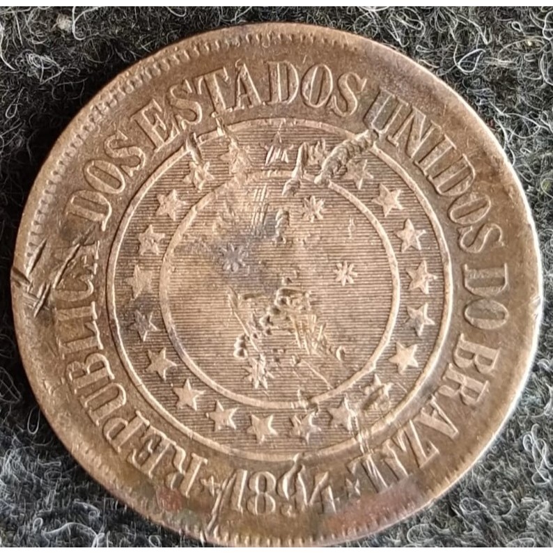 M-1691 Moeda 40 Réis 1894 Bronze - Raridade Escassa - Período Réis da ...
