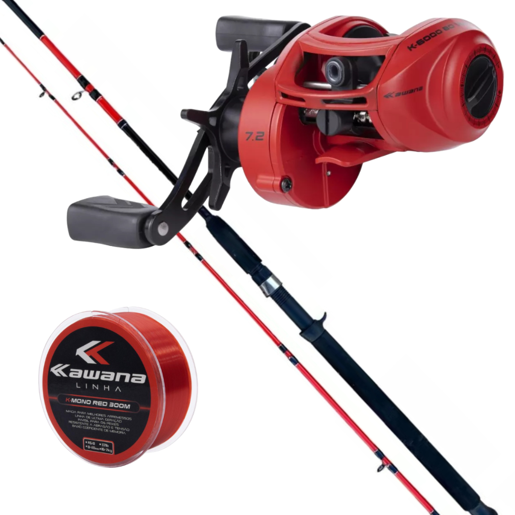 Kit Pesca Pesada Carretilha Kawana + Vara Ottoni 80 LBS + 300 m Linha ...