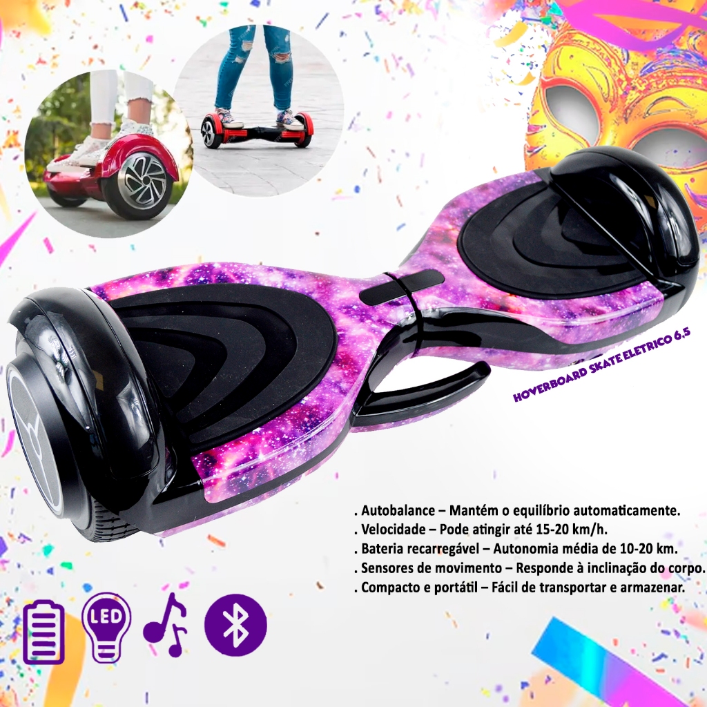Hoverboard Skate Elétrico Original 6.5 Led Bluetooth Varias Estampas (2025) Premium | Shopee Brasil
