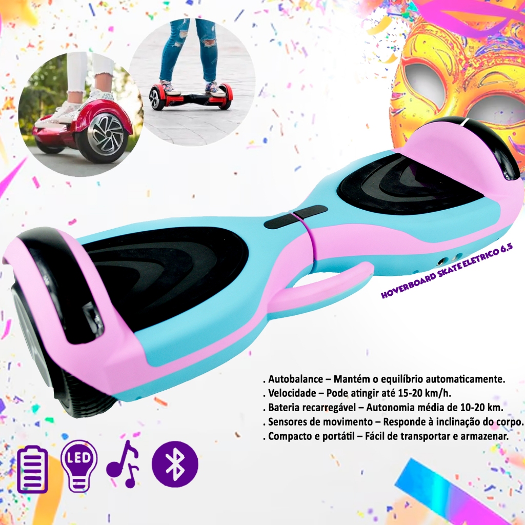 Hoverboard Skate Eletrico Infantil Criança Adulto C/ Bluetooth Bivolt ...