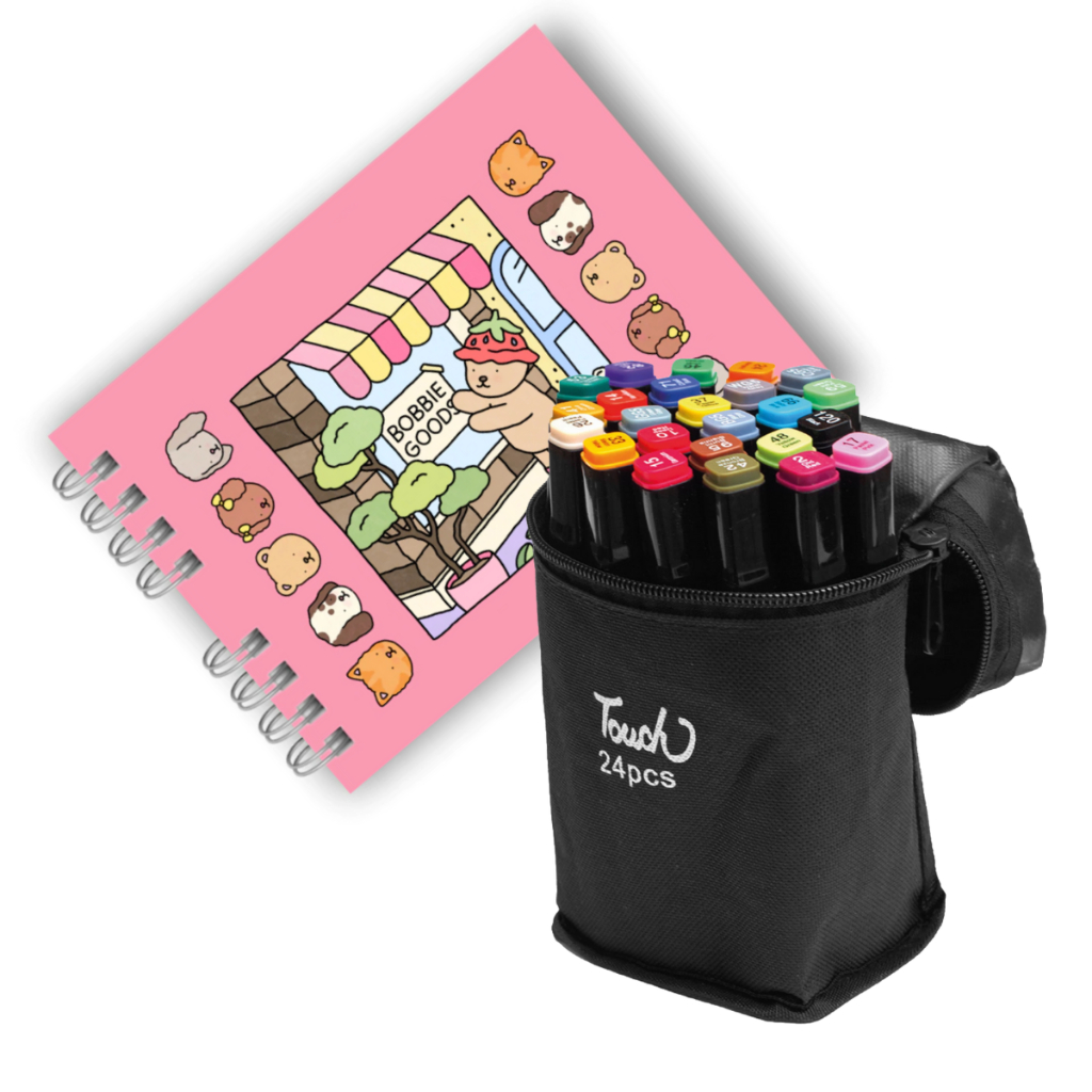 Canetas Touch 24, 36, 80, 120 Cores Ponta Dupla e Livros BOBBIE GOODS e ...
