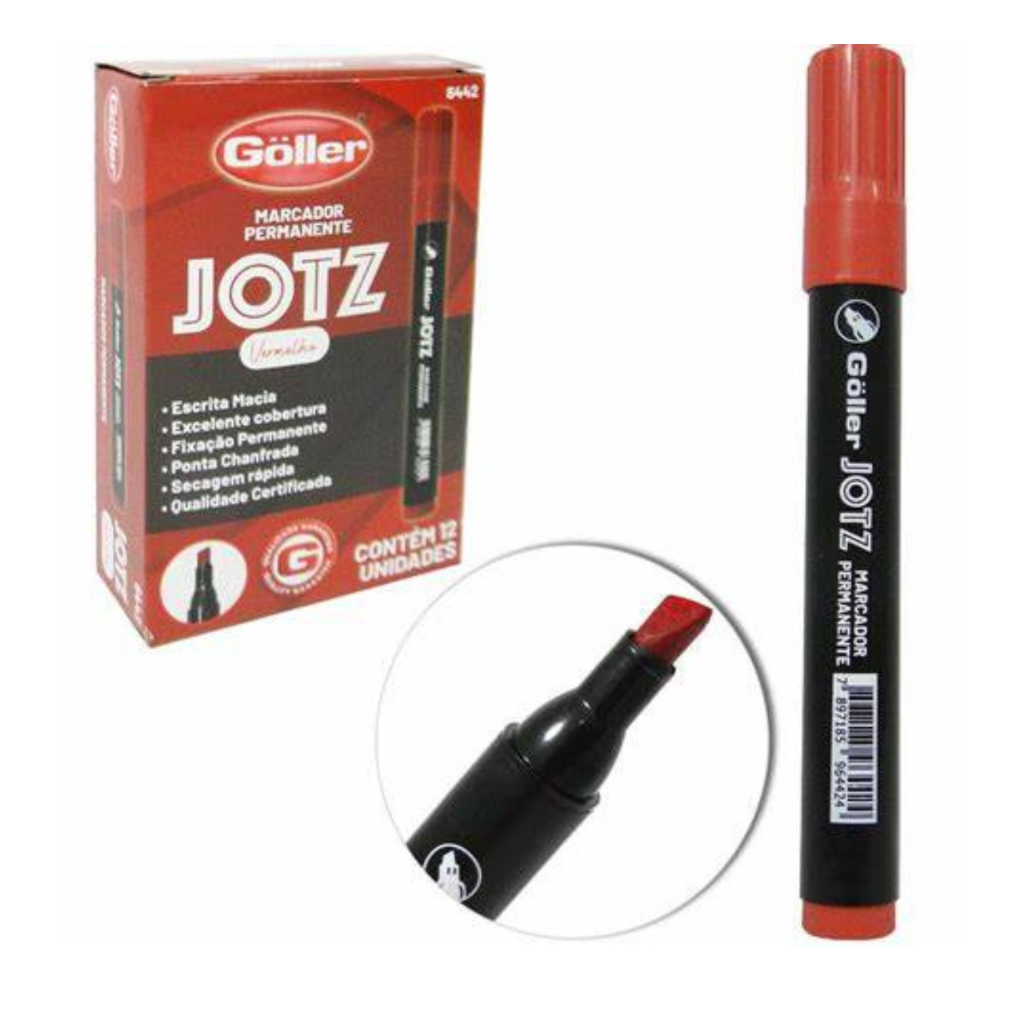 Marcador Permanente Jotz C/12 Vermelho Goller | Shopee Brasil