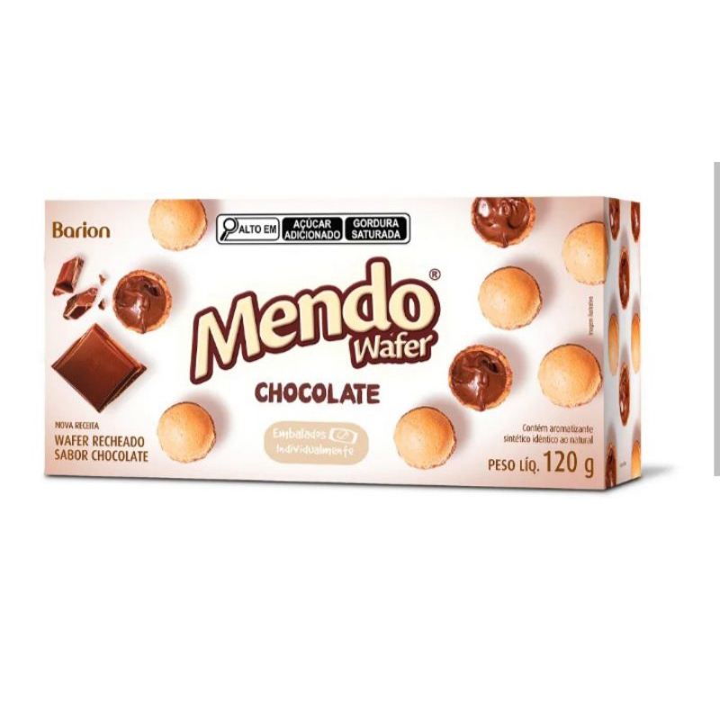 kit com 5 unidadades de Mendo wafer 120g recheado sabor chocolate ...