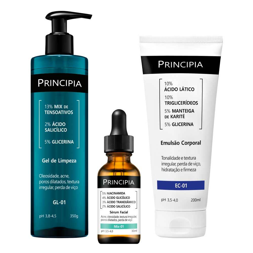 Principia Kit Anti Acne Queratose Pilar Trio Gel de Limpeza GL-01 ...