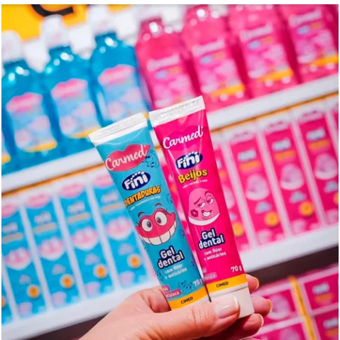 Pasta de Dente Fini Dentadura Creme Dental Gel 70g com Flúor Carmed ...