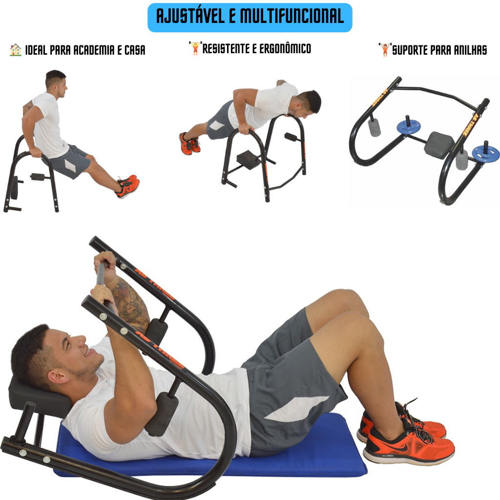 Aparelho Abdominal Profissional Ab Three com Suporte para Anilhas ...