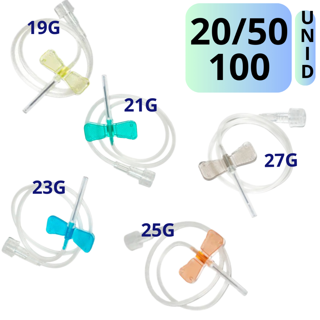 20/50/100 Unid. Scalp Simples 19G/21G/23G/25G/27G Medix escalpe ...