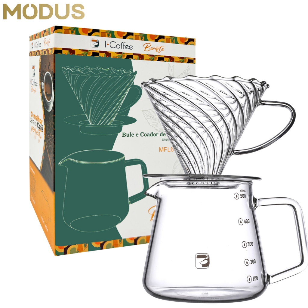 MODUS Coador de café de vidro V60 Conjunto com Papel de Filtro 50Pcs ...