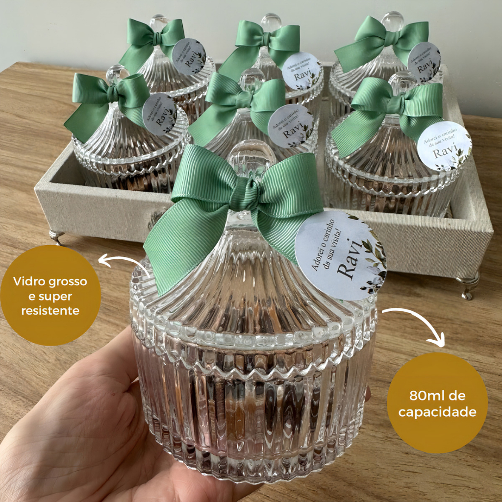Mini Bomboniere Potiche de vidro Lembrancinha Casamento Batizado Vela aromatizada 20 unidades ...