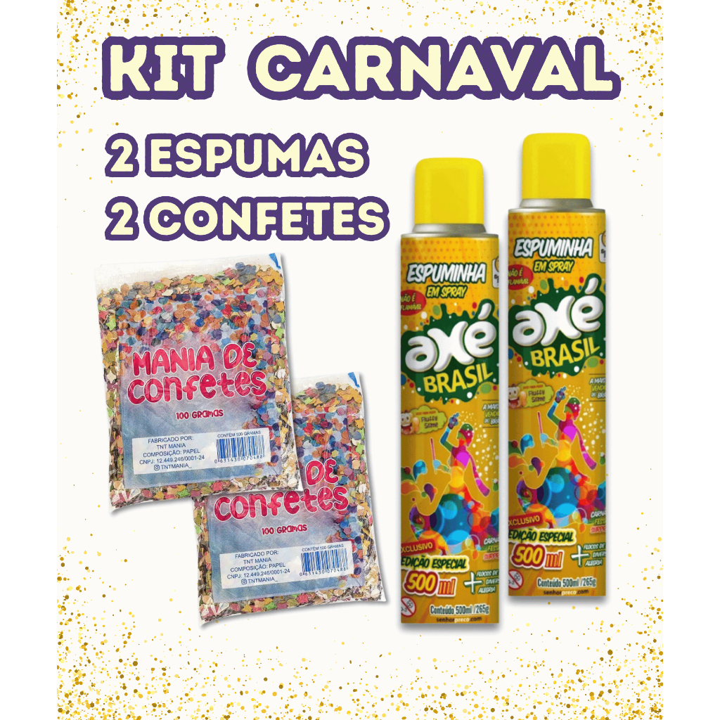 Kit Carnaval 2025: Espuma 500ml + Confete 100g | Bloquinho, Festa ...