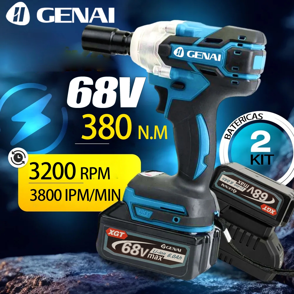 Chave De Impacto Parafusadeira Furadeira Com 2 Baterias 68v 380N.m ...