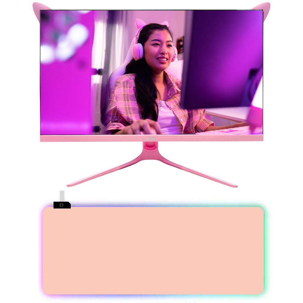 Kit Gamer Monitor 27'' LED Rosa + Mousepad RGB 80x30cm - 100Hz, 1ms ...
