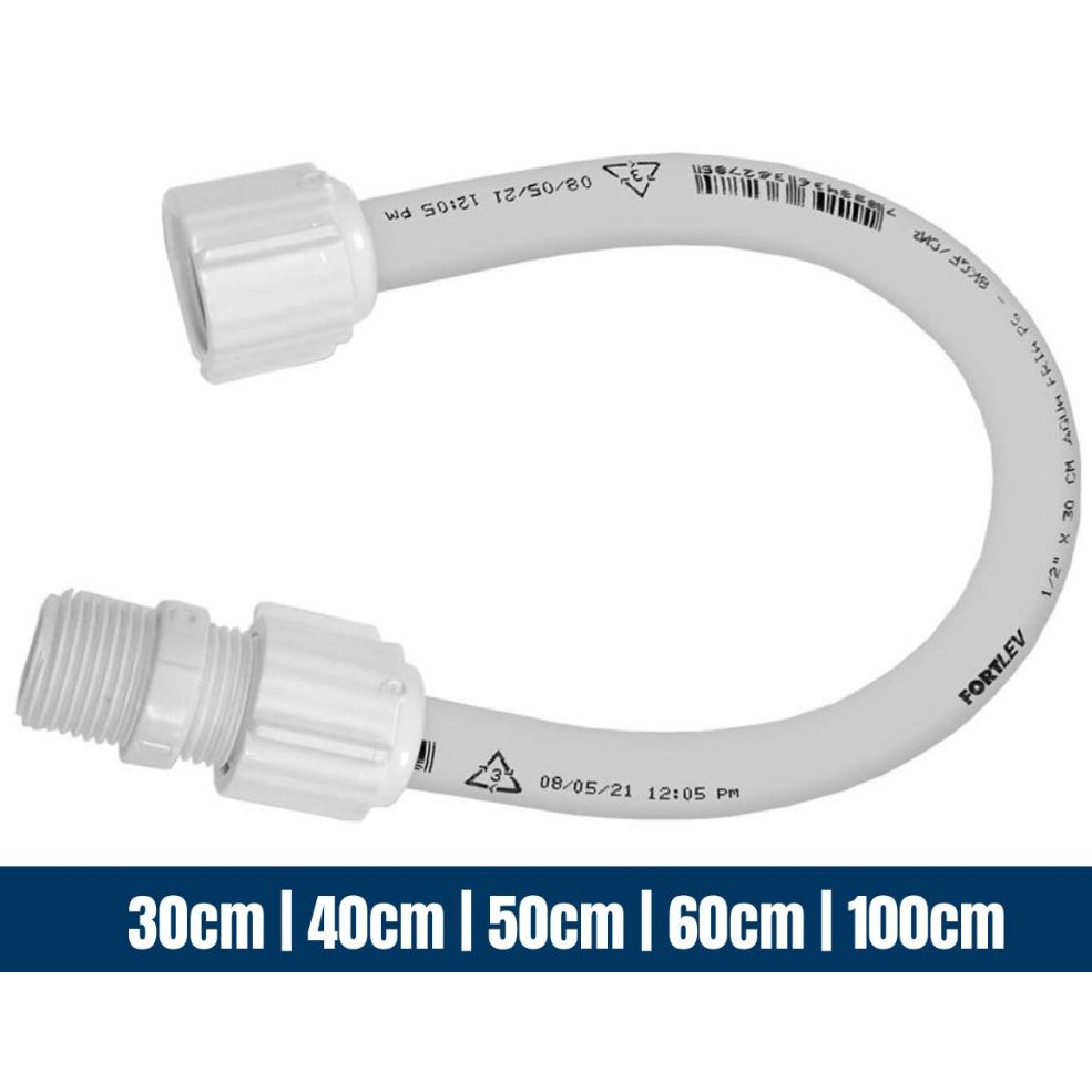 Engate Flexível Mangueira Rabicho Pvc 1/2" Para Água Fria Banheiro E ...