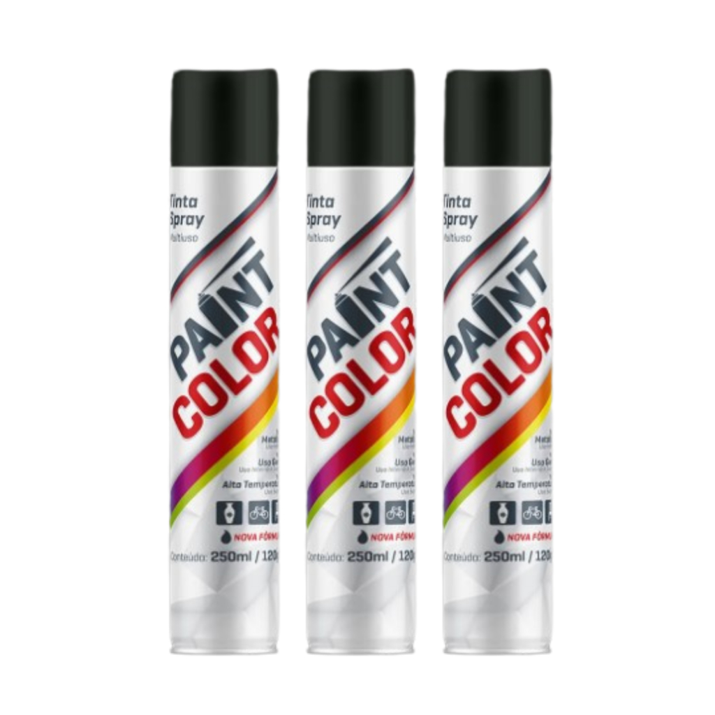 3 Tinta Uso Geral Alta Temperatura Preto Fosco 250ml Paint Color Uso ...