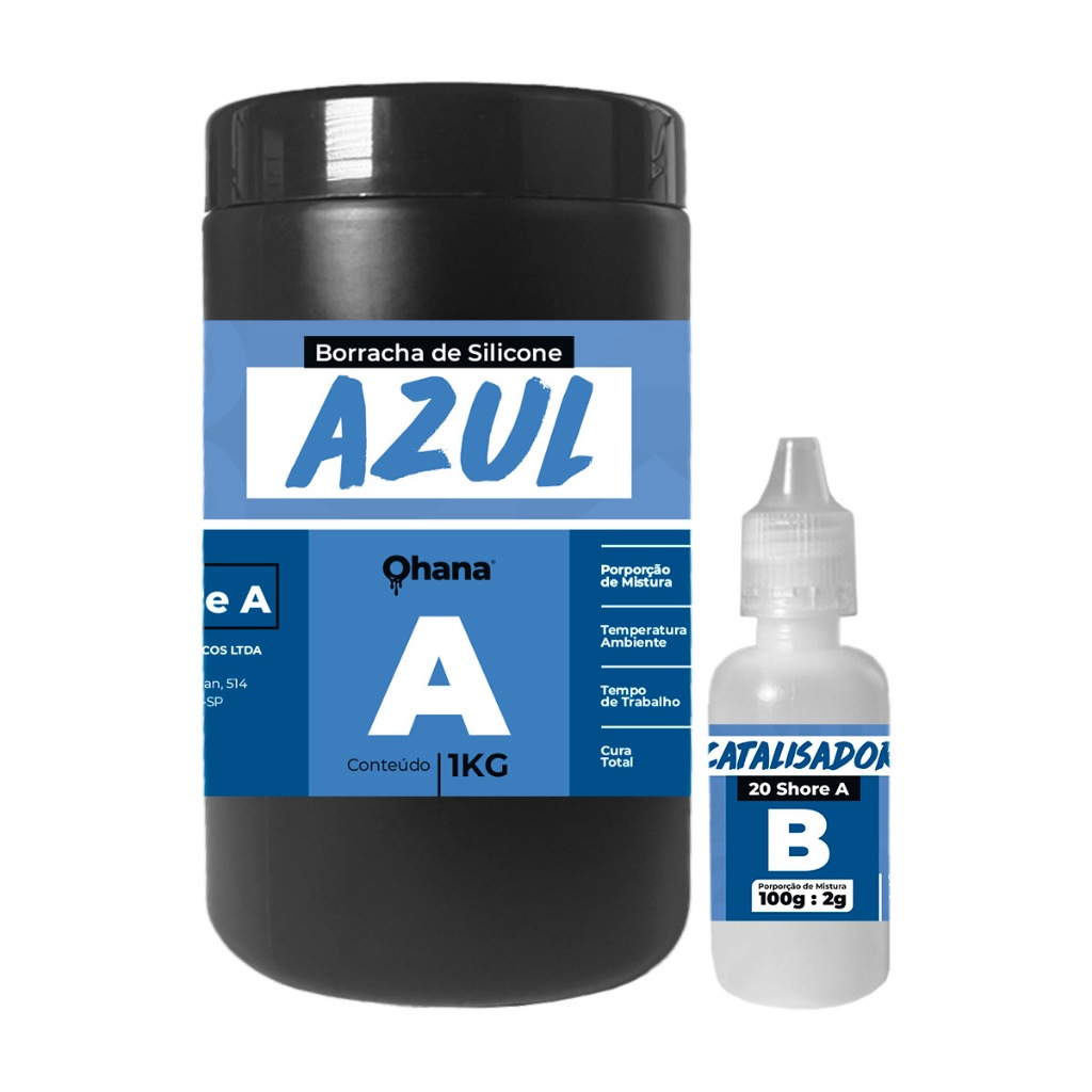 Borracha de Silicone Ohana Azul - SHORE A 20 | Shopee Brasil