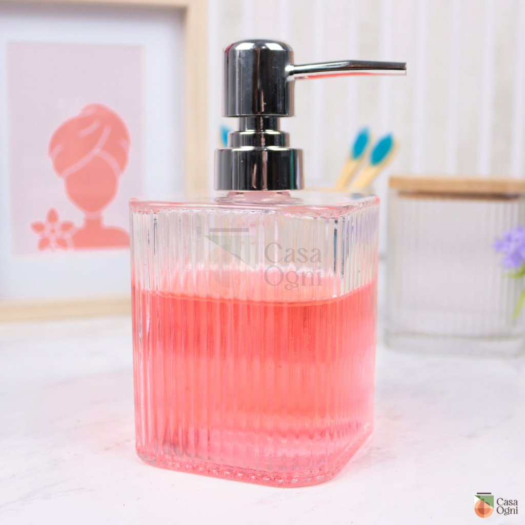 Porta Sabonete Líquido de Vidro Canelado Lines Saboneteira Clássica 420ml p/ Banheiro Lavabo ...