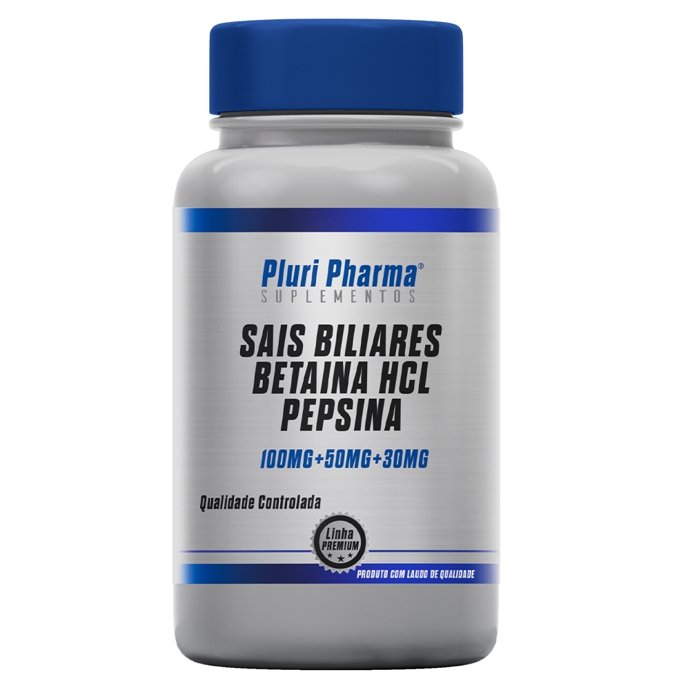 Betaina Hcl 100mg + Sais Biliares 50mg + Pepsina 30mg C/120 Cápsulas ...