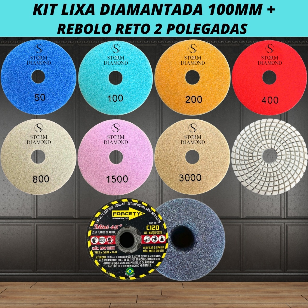 Kit Lixa Diamantada + Rebolo 3 Polegadas Para Desbaste Acabamento 45 ...