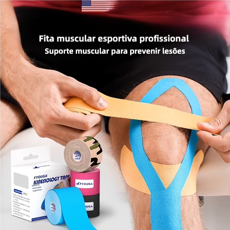 Fita Knesio Tape Bandagem Adesiva Funcional Alivia A Dor Tape Fisioterapia Rolo Adesivo 5Cm*5M ...