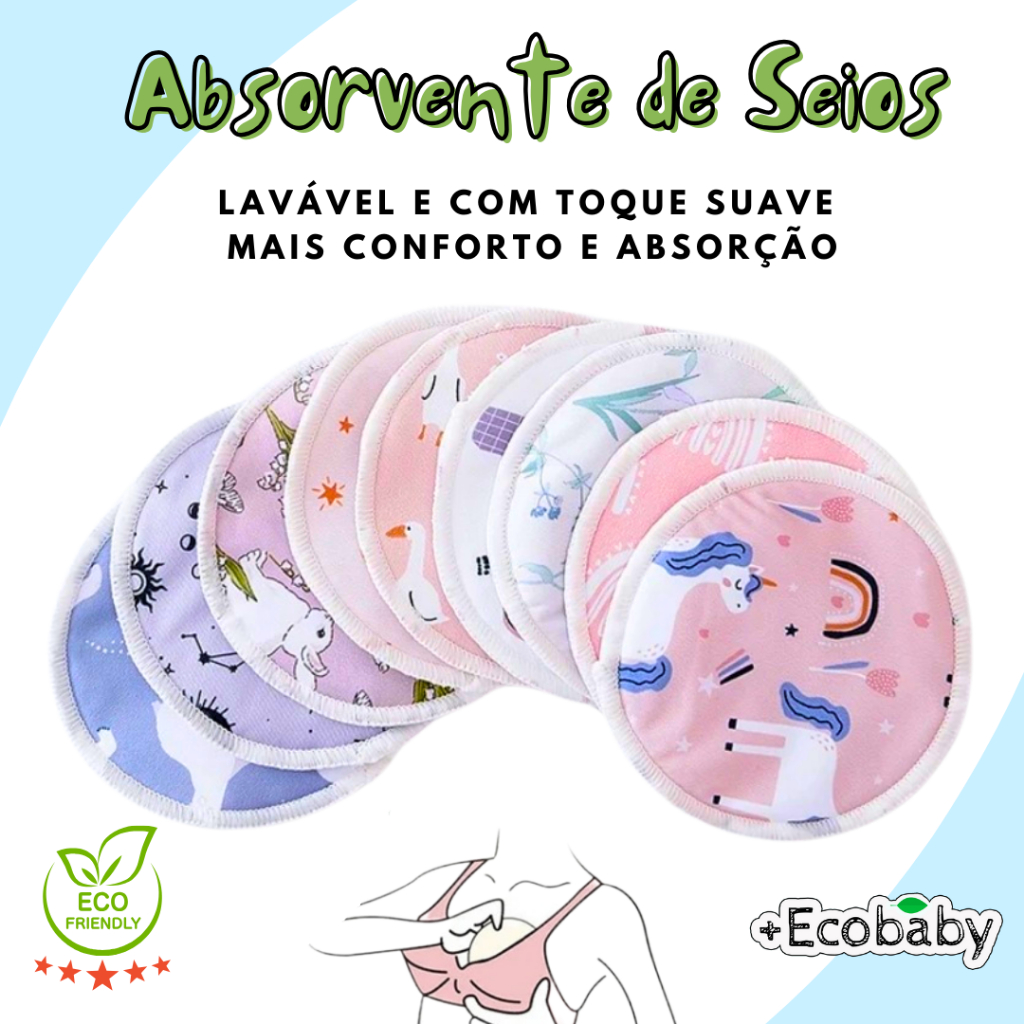 Absorvente para Seios AMAMENTAÇÃO Reutilizável Lavável Soft Branco ...