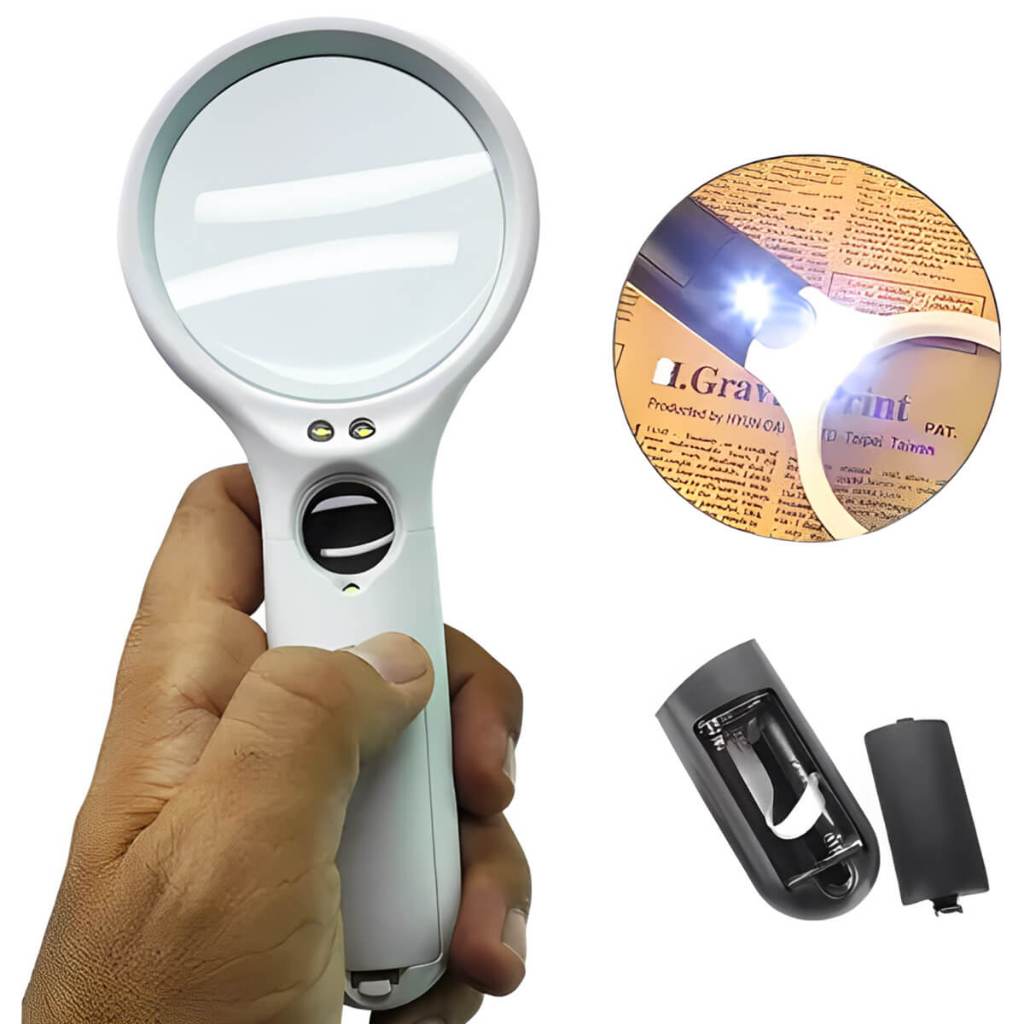 Lupa De Mão Com Led 75mm Aumento Para Leitura Mbtech | Shopee Brasil