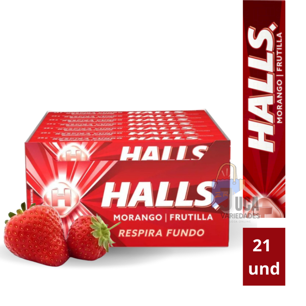 Halls Morango – Refrescante e Saboroso, Caixa com 21 Unidades | Shopee ...
