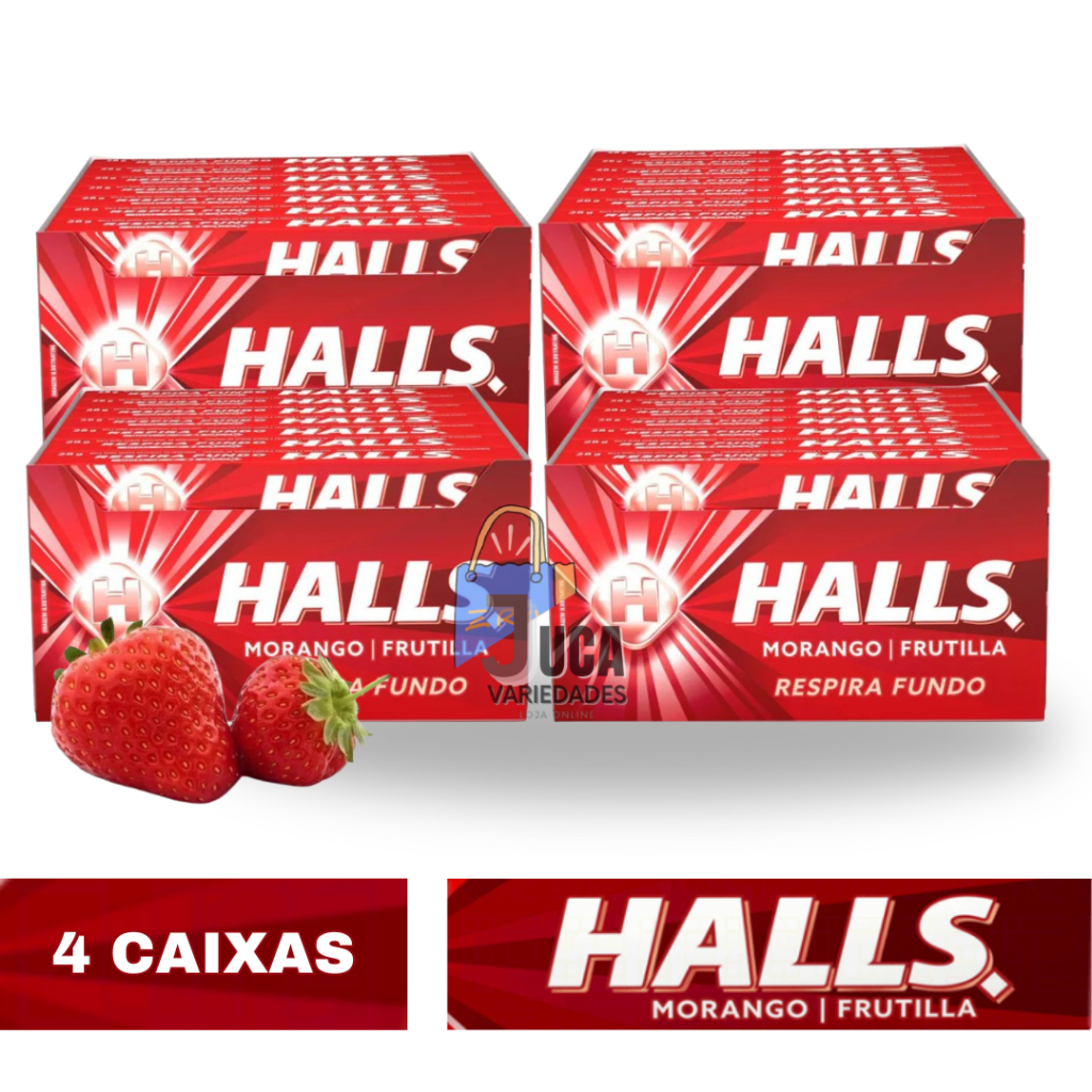 Kit 4 Caixas Halls Morango – Refrescante e Saboroso, Caixa com 21 ...