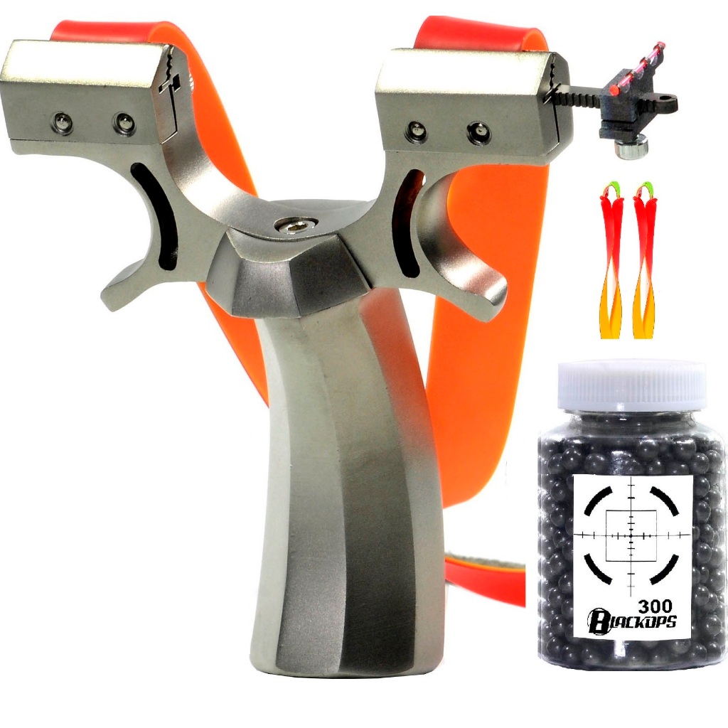 Estilingue Atiradeira Profissional Bodoque M59 AÇO INOX + 300 Esferas ...