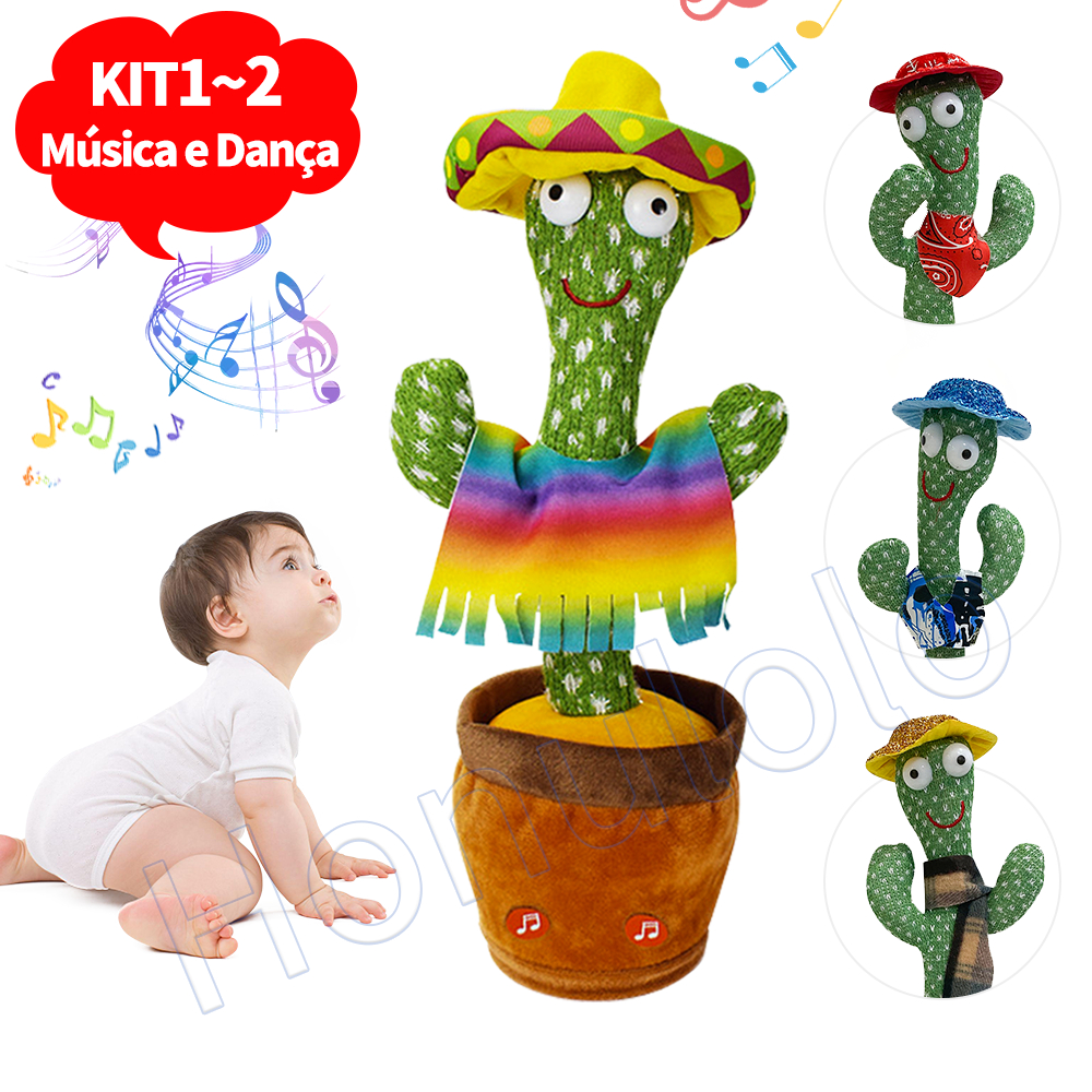 KIT1/KIT2 Cacto Dançante Falante Interativo com Som Musicas Repete ...