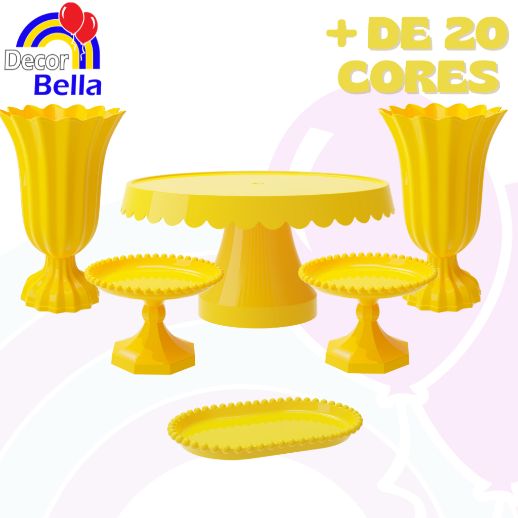 Kit de Festa com 1 Boleira Popi Plus, 2 Vasos Popi, 2 Mini Boleiras ...