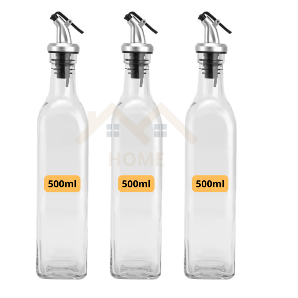Kit 1, 2 ou 3 Galheteiro Garrafa Porta Azeite Vinagre de Vidro Com Dosador 300ML e 500ML ...