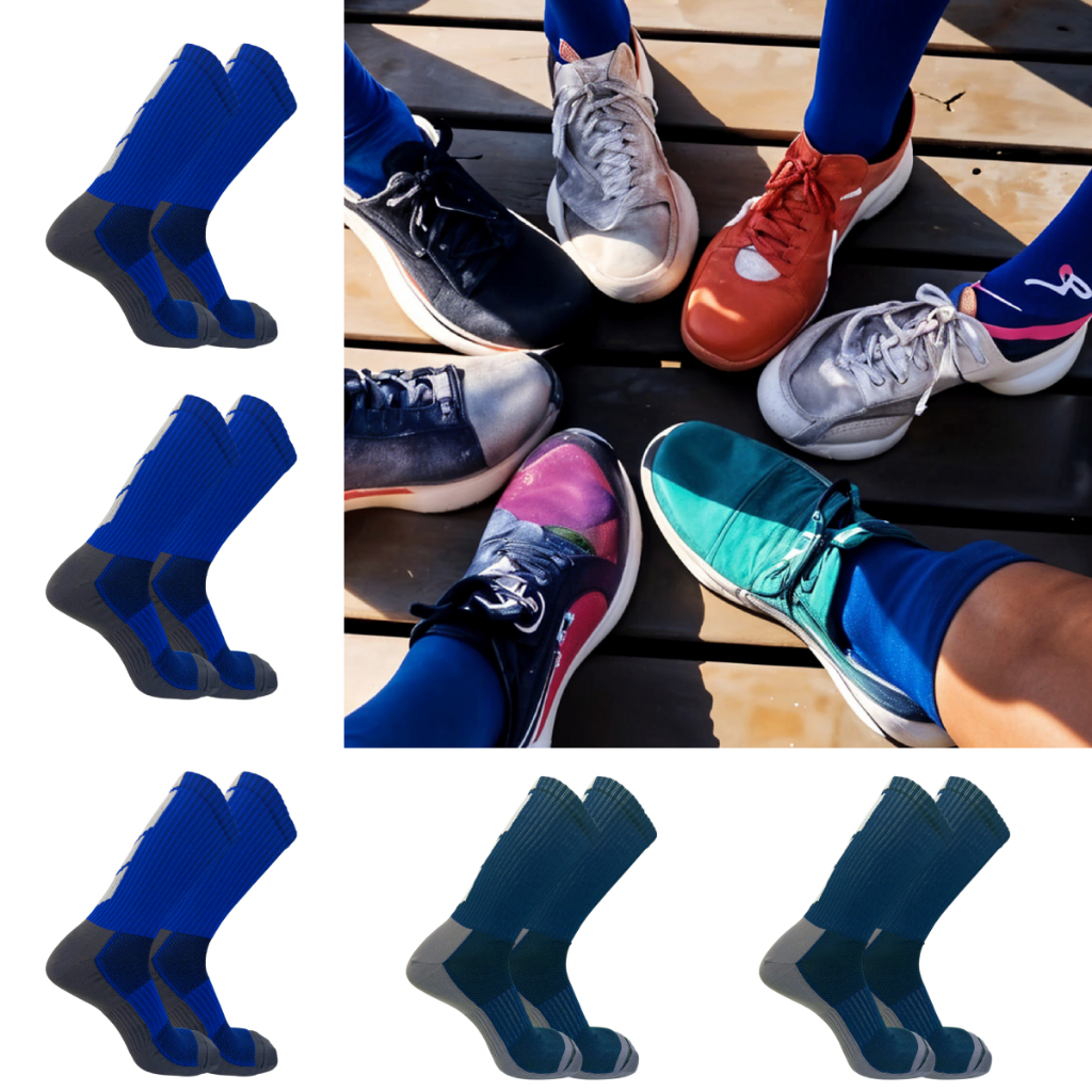 Meia Azul para Corrida Academia Caminhada Esportiva Masculina Solteiro ...