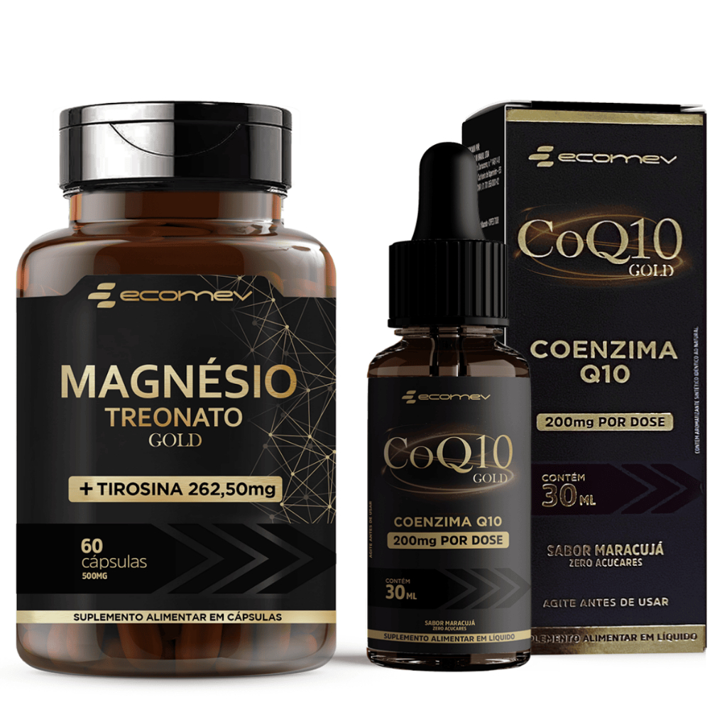 Kit Magnesio Treonato + L Tirosina + Coenzima Q10 Gotas Sublingual Ecomev | Shopee Brasil