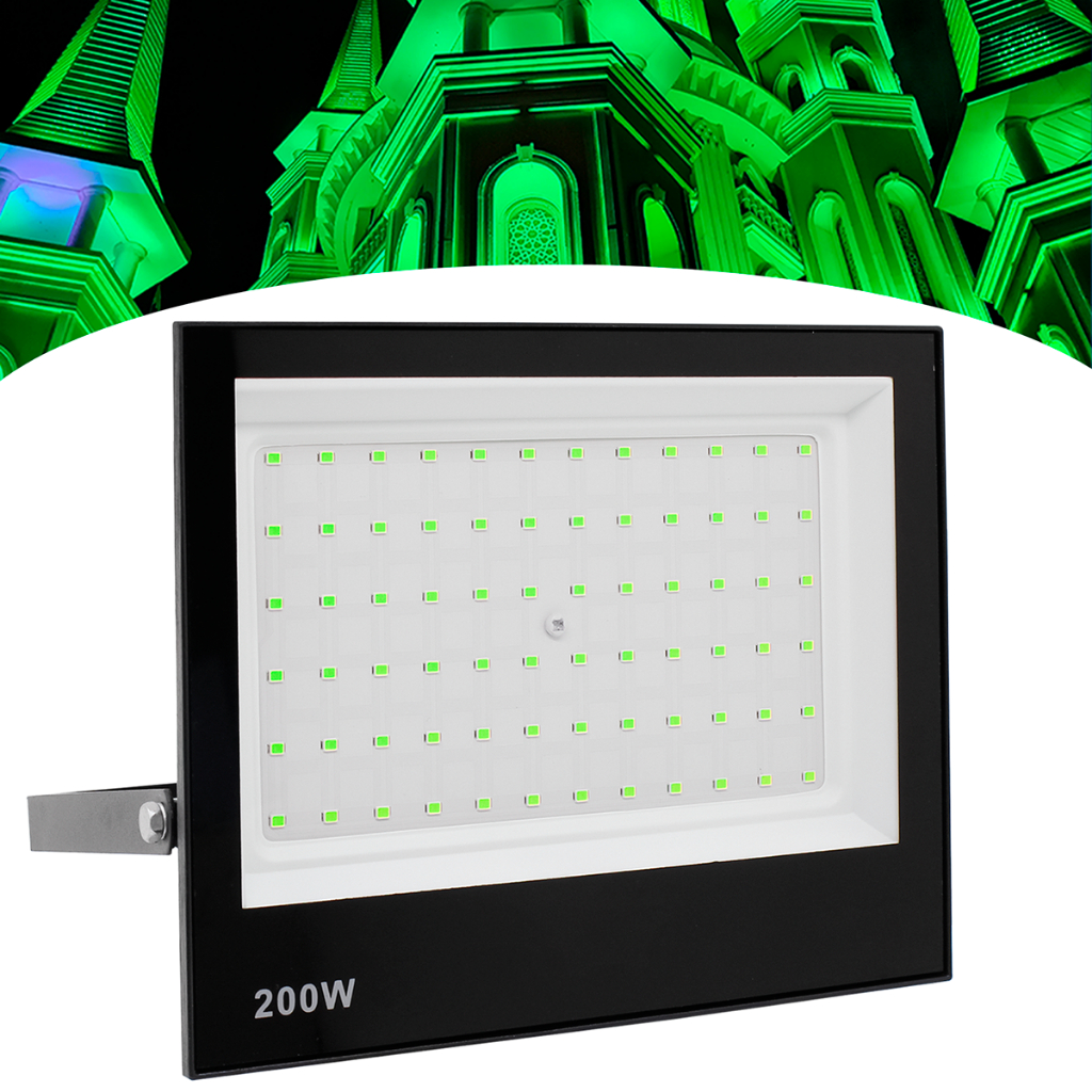 Kit Refletor Led Holofote 200w Ip66 Prova D'água Bivolt Luz Forte Verde | Shopee Brasil