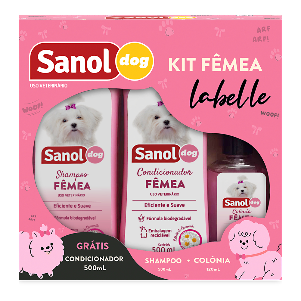 Kit Sanol Dog Femea Labelle (Shampoo + Condicionador + Colônia ...