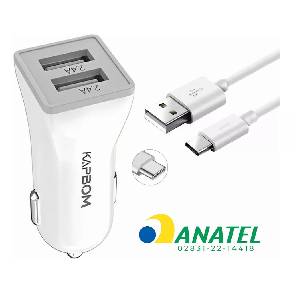 Carregador Veicular com Cabo iPhone/Android Turbo 4.8A Usb C/Lightning ...