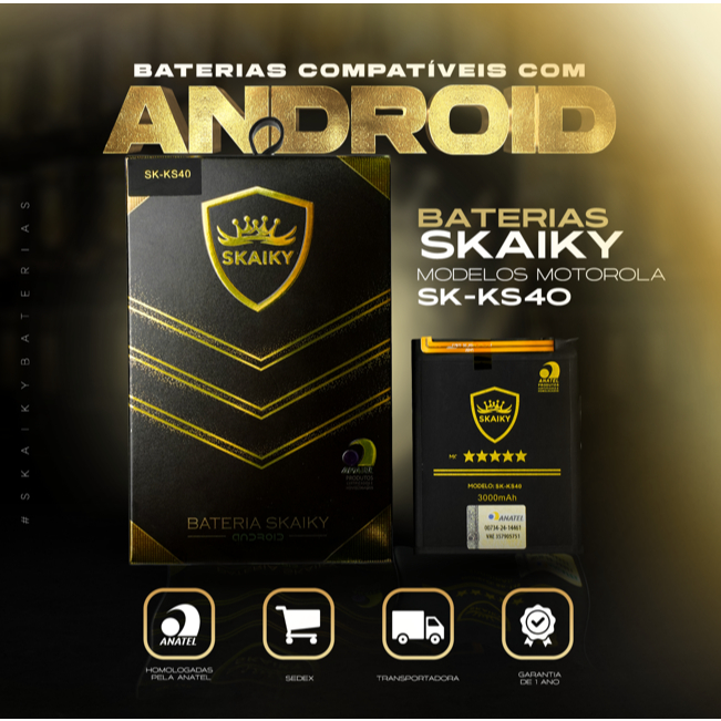 Bateria Oficial Skaiky KS40 Compativel Com Motorola E6 PLAY E6S E6i ...