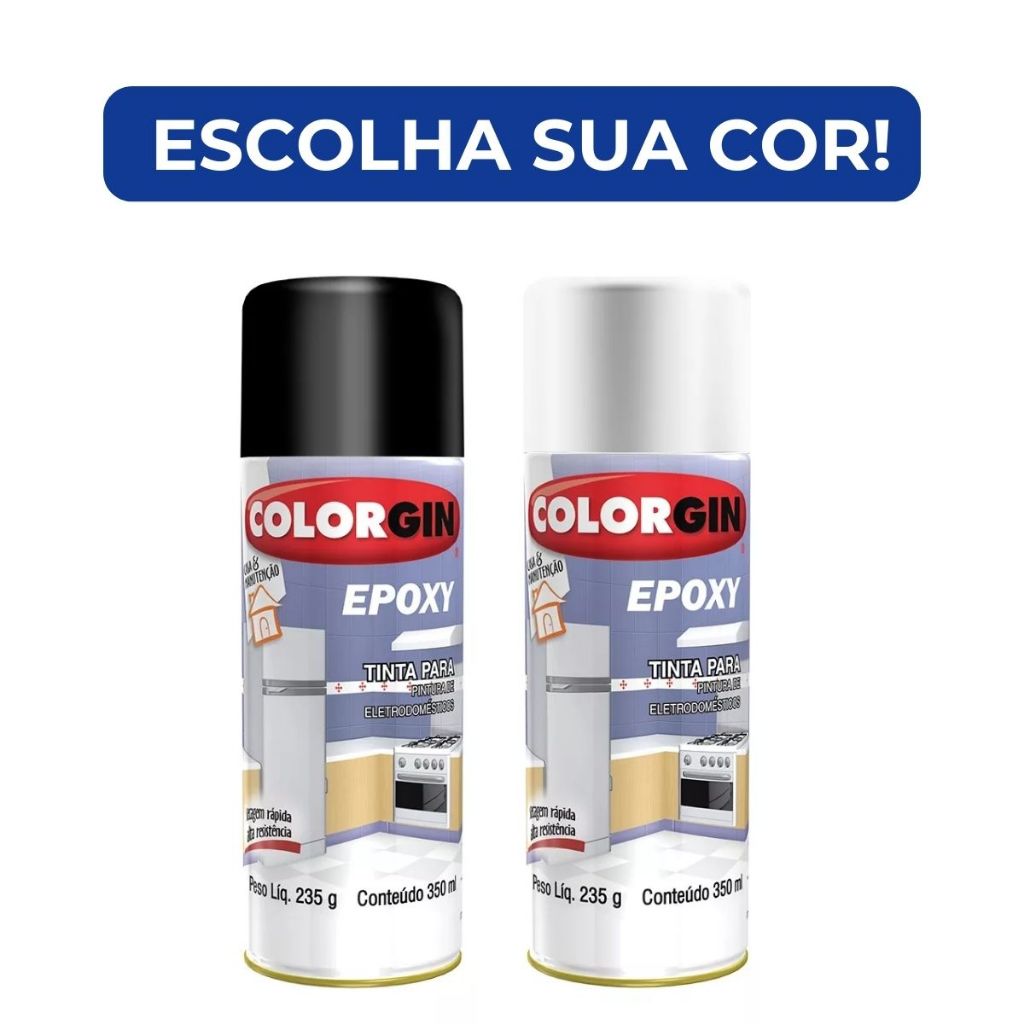 Colorgin Spray Epoxy Para Eletrodomésticos 350ml Branco Ou Preto ...